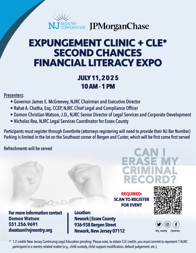 Expungement Clinic + CLE* Second Chances Financial Literacy Expo – NJ ...
