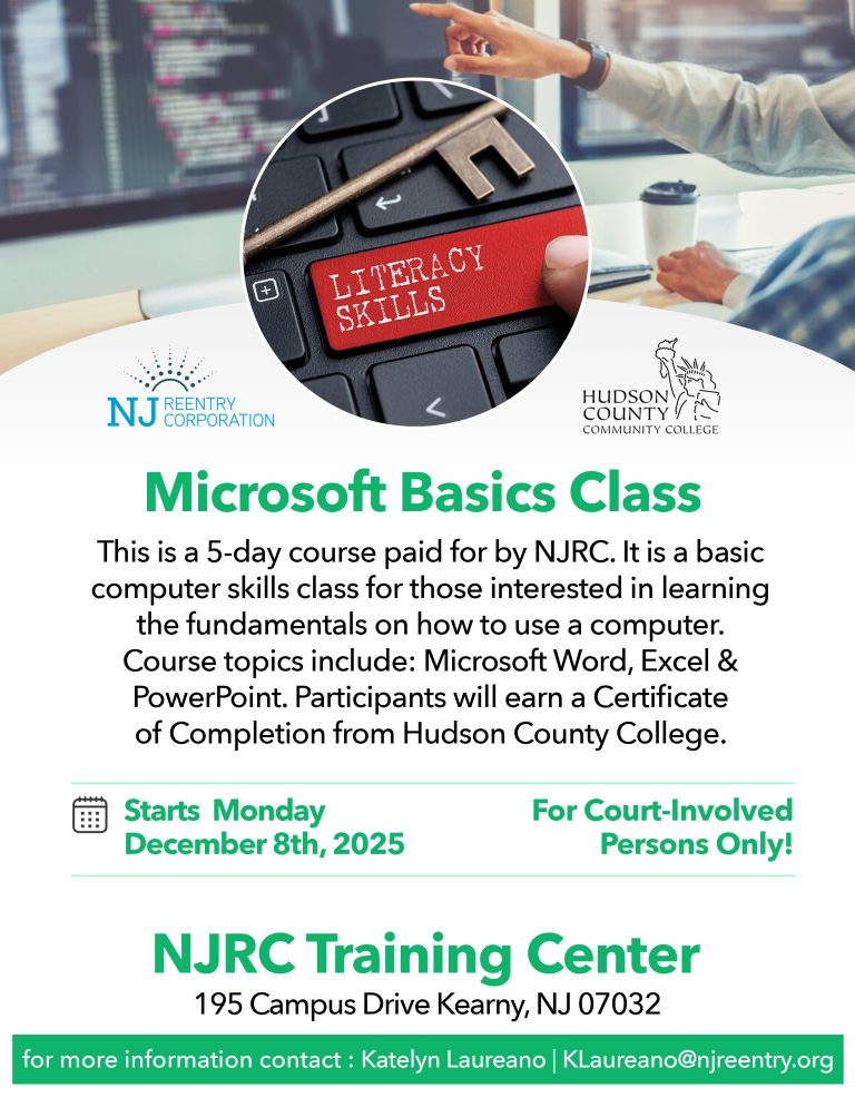 NJRC & HCCC Basic Computer Skills Class – NJ Reentry Corporation