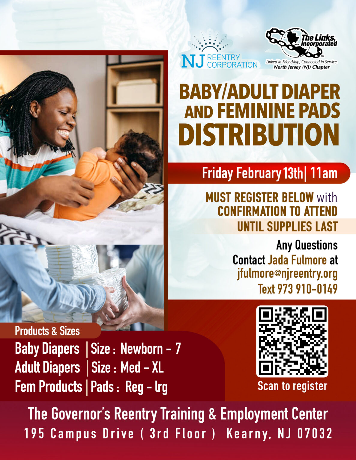 Baby/Adult Diaper and Feminine Pads Distribution – NJ Reentry Corporation